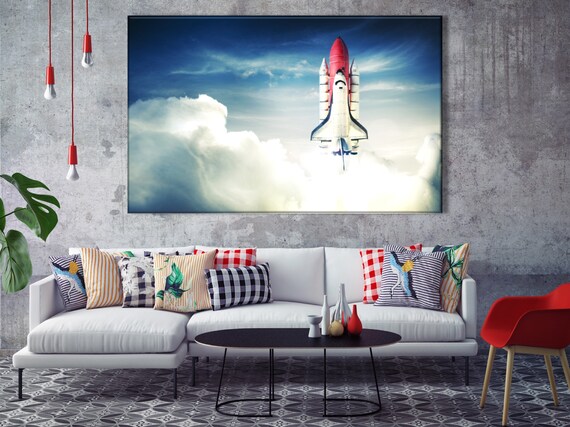 Space Rocket Poster Space Wall Art Rocket Canvas Poster - Etsy