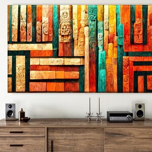 Mayan Style Wood Artistic Colors , Nature Artwork, Aztecs Maya Culture ...