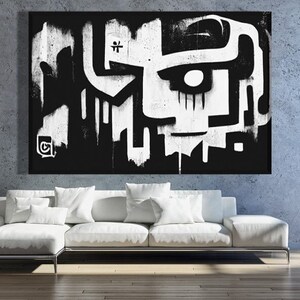 Graffiti Abstract Face Artwork Black and White Street Art - Etsy
