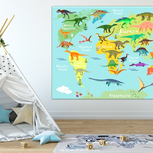 Stretched Canvas World Map Wall Art - Etsy