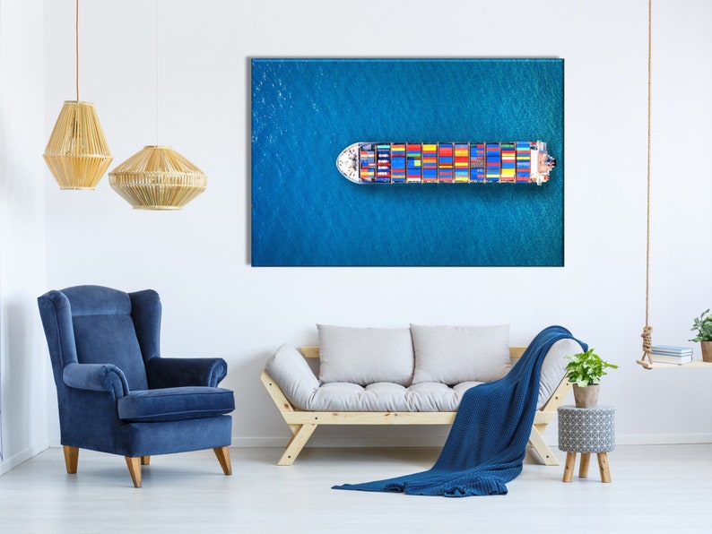 container-ship-cargo-ship-canvas-nautical-wall-art-container-etsy