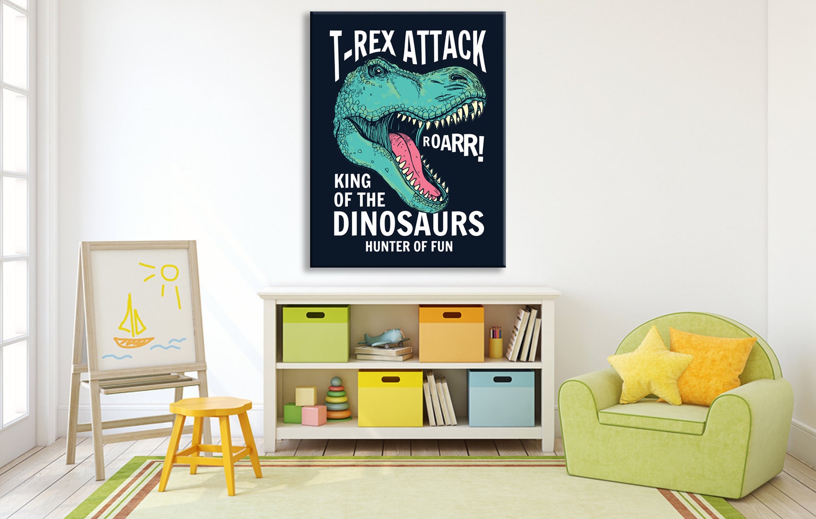 Dinosaur Print T-Rex Dinosaur Poster Dino Canvas Print | Etsy