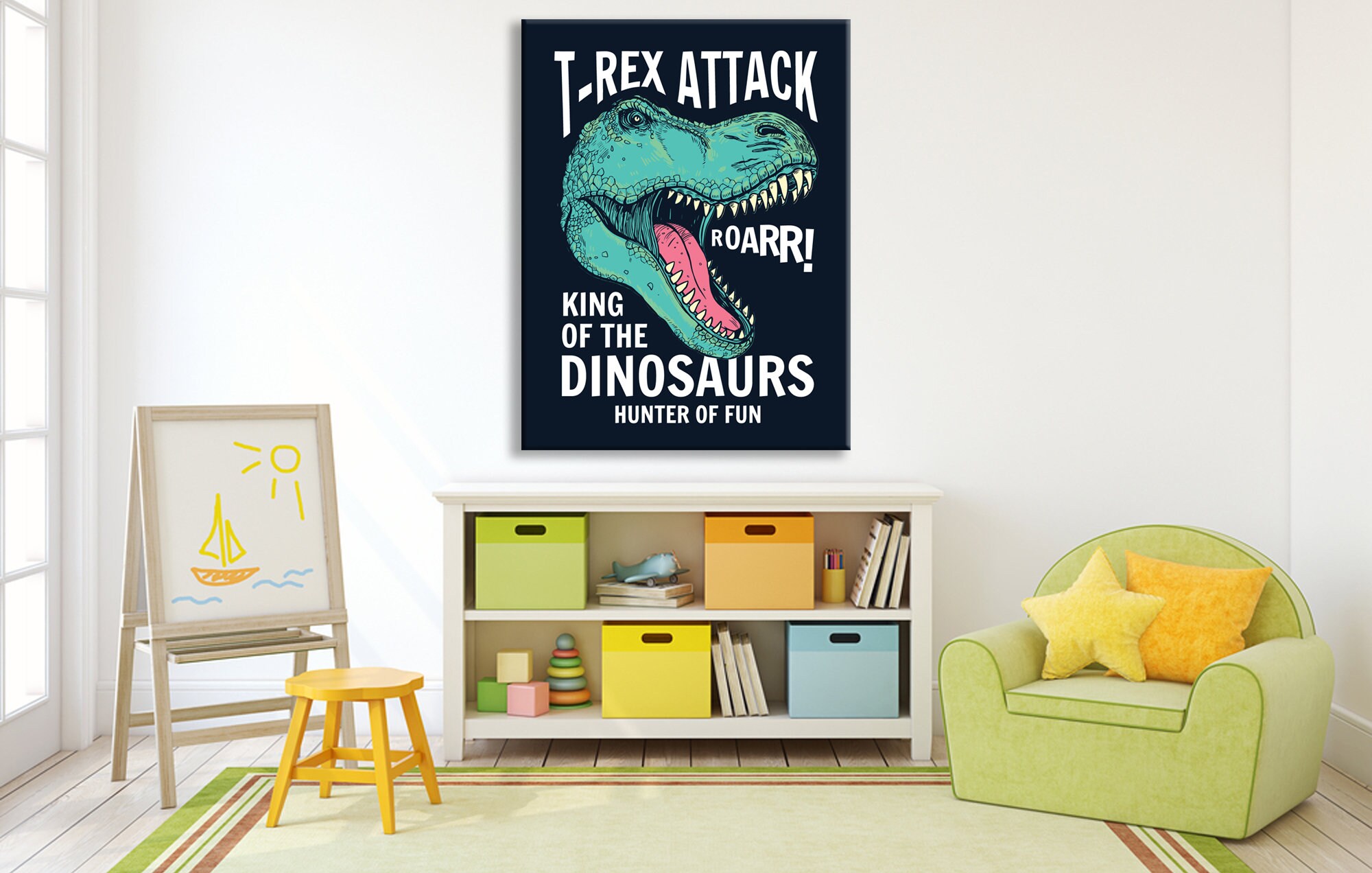 Dinosaur Print T-Rex Dinosaur Poster Dino Canvas Print | Etsy