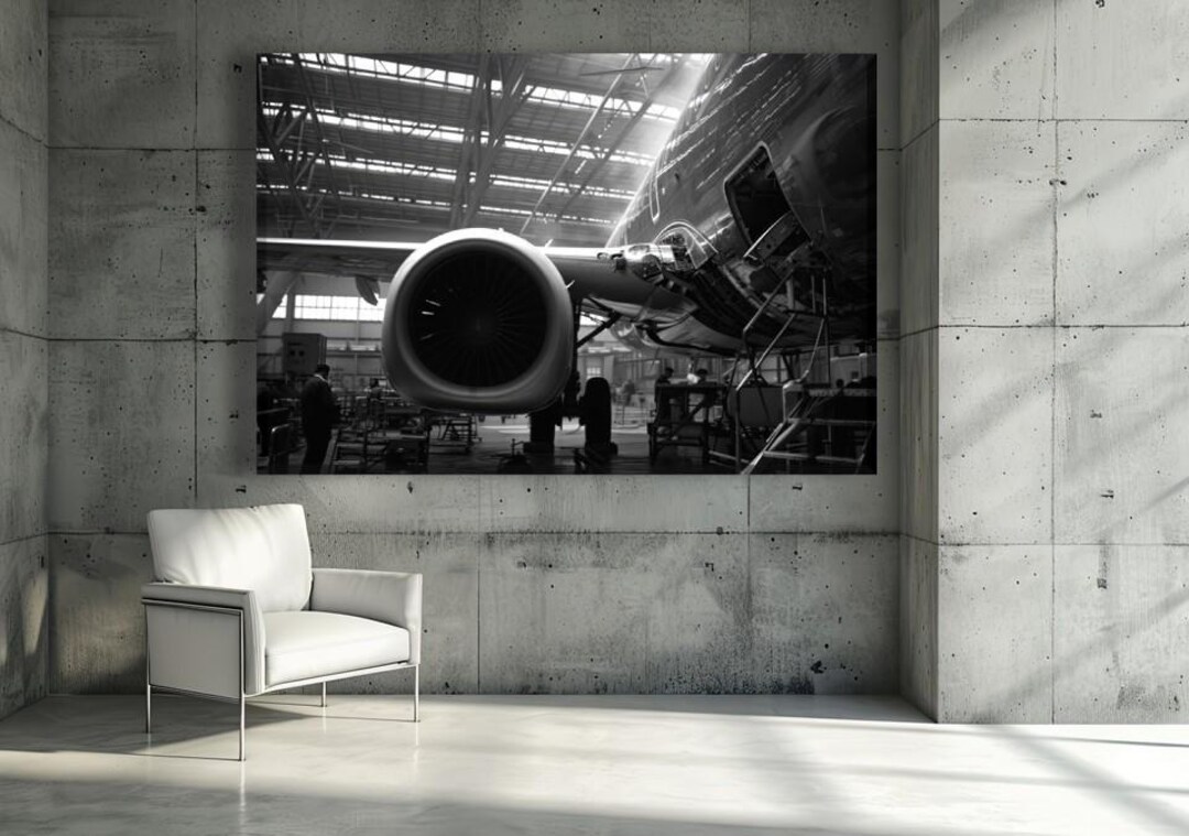 Industrial Machinery Print Canvas,airplane Engine Photoart, Aerospace ...