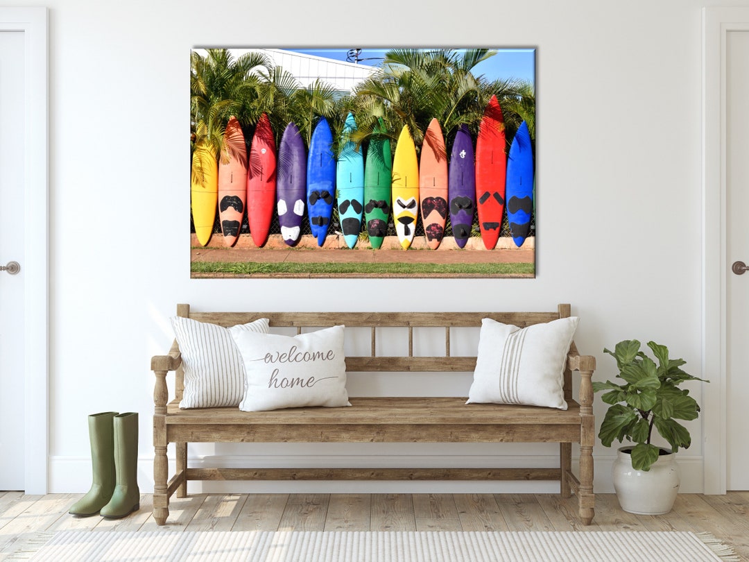 Surfing Wall Art, Surfboards Canvas, Colorful Surfboards Art Print ...