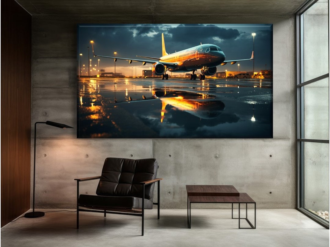Airport Runway Print Canvas, Airplane Wall Decor, Aviation Photo Print ...