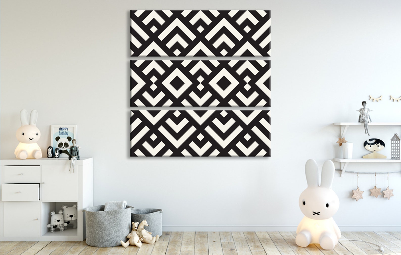 Geometric Panels Black & White Modern Art Geometric Pattern | Etsy