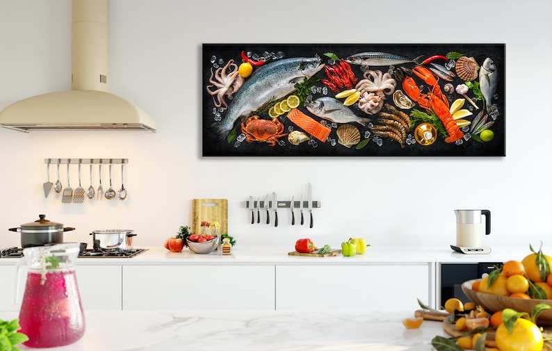 Healthy Food Art Sea Food Canvas Restaurant Decor Kitchen - Etsy