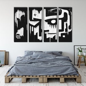 Graffiti Abstract Face Artwork Black and White Street Art - Etsy