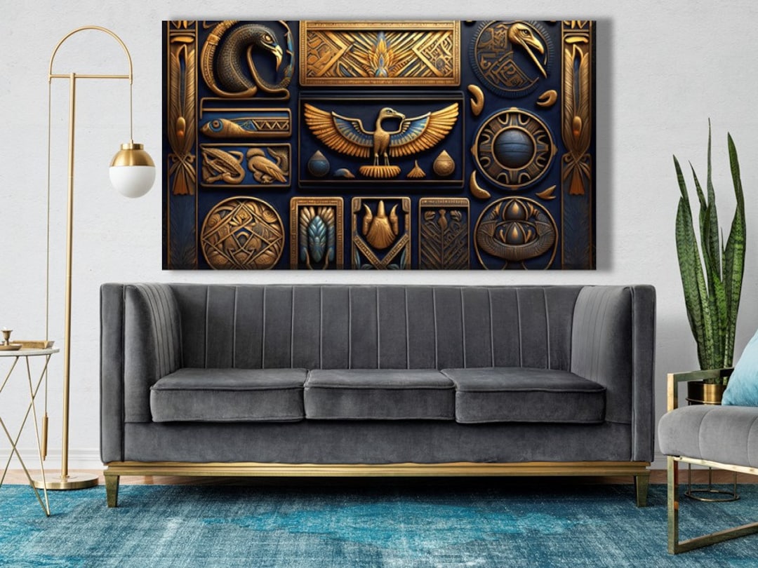 Egyptian Pattern Ancient Wall Art, Egyptian Symbols Print Canvas ...