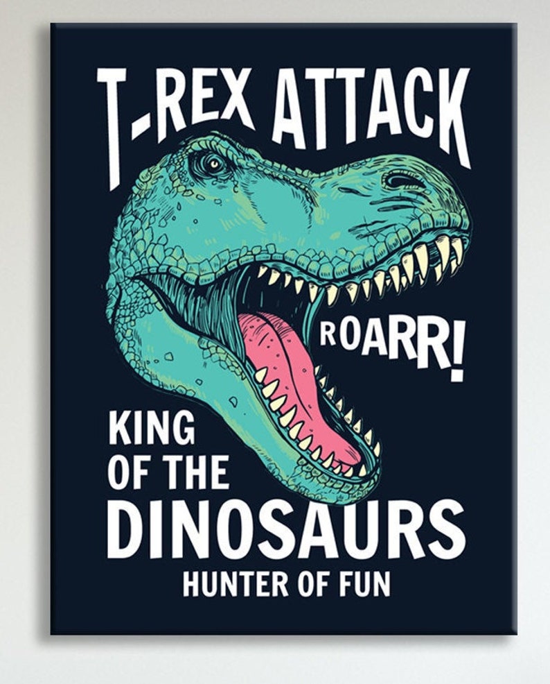 Dinosaur Print T-Rex Dinosaur Poster Dino Canvas Print | Etsy