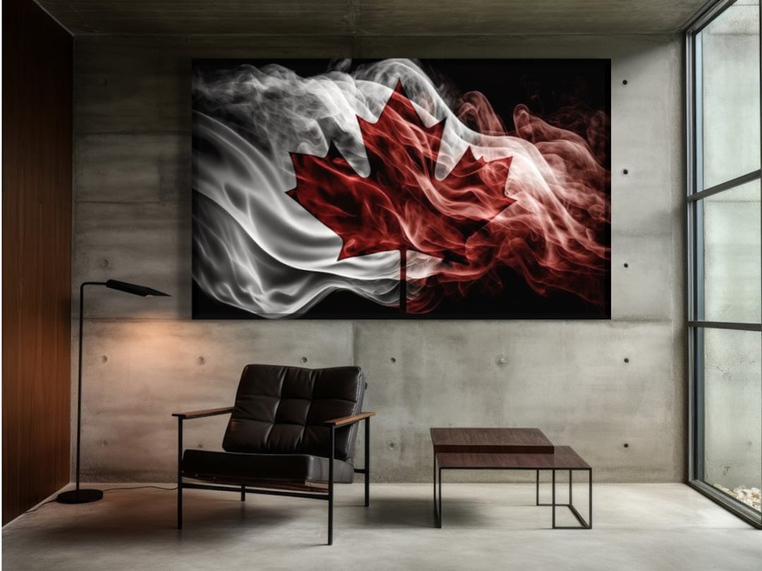 Canada Flag Art Print, National Flag of Canada, Abstract Smoky Wave of ...