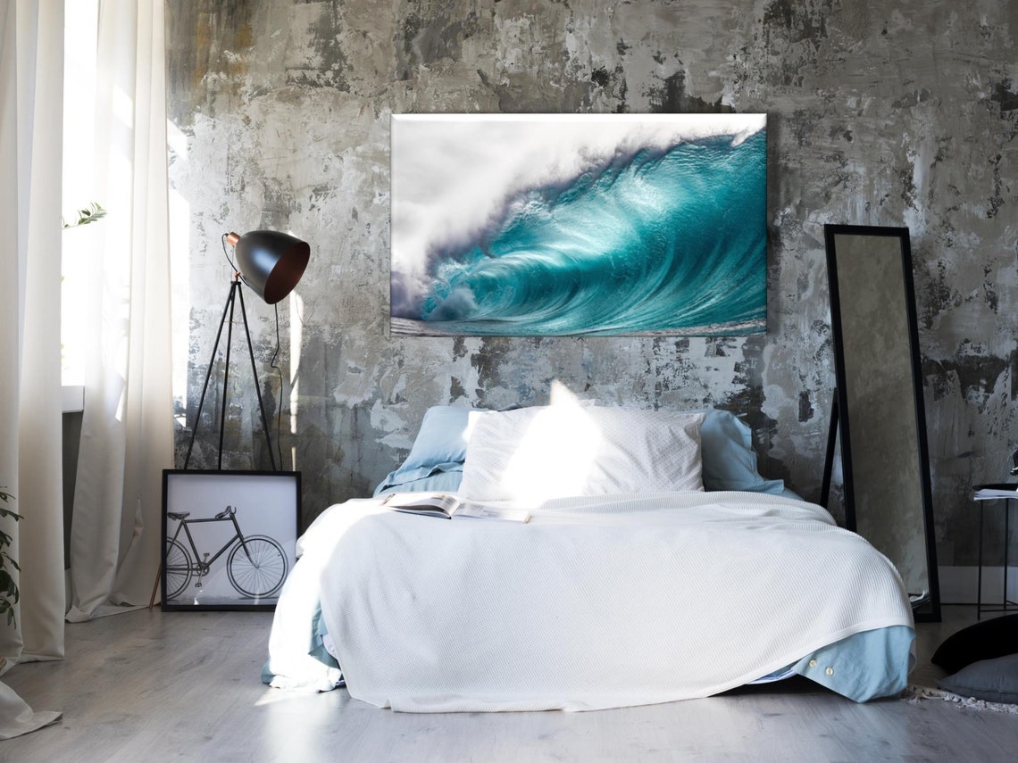 Surfing wave Poster surfing wall art Wave Canvas Print | Etsy