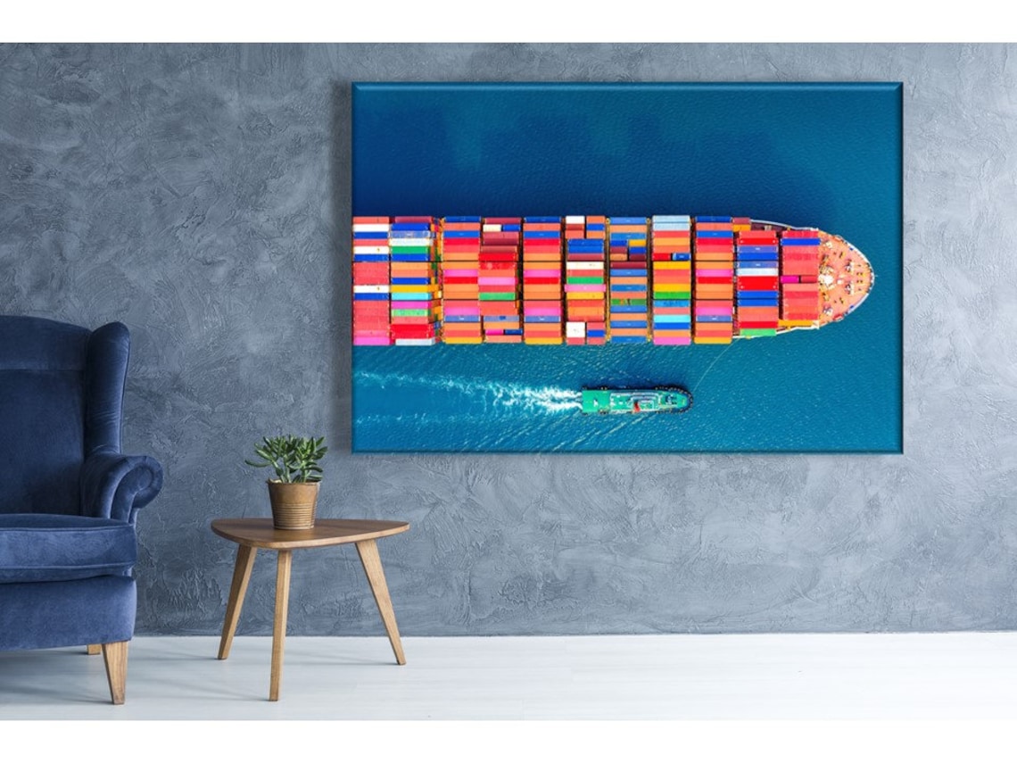 Container Ship Cargo Ship Canvas Nautical Wall Art Container | Etsy