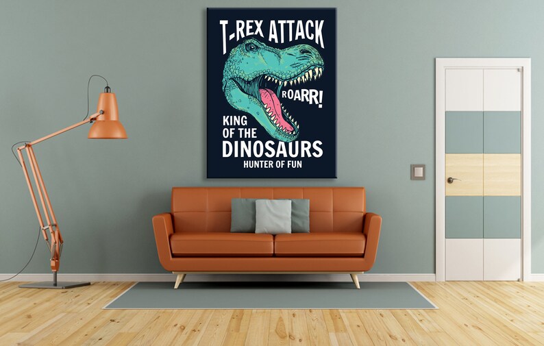 Dinosaur Print T-Rex Dinosaur Poster Dino Canvas Print | Etsy