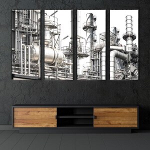 Oil Refinery Photo Print Canvas, Large Factory Artwork, Industrial ...