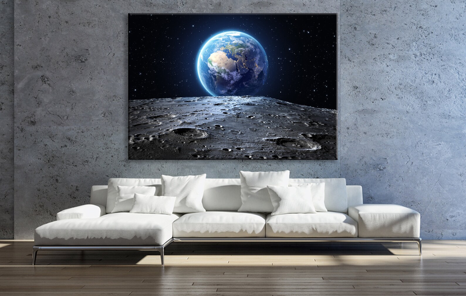 Moon Landscape Wall Art Earth From Moon View Poster | Etsy