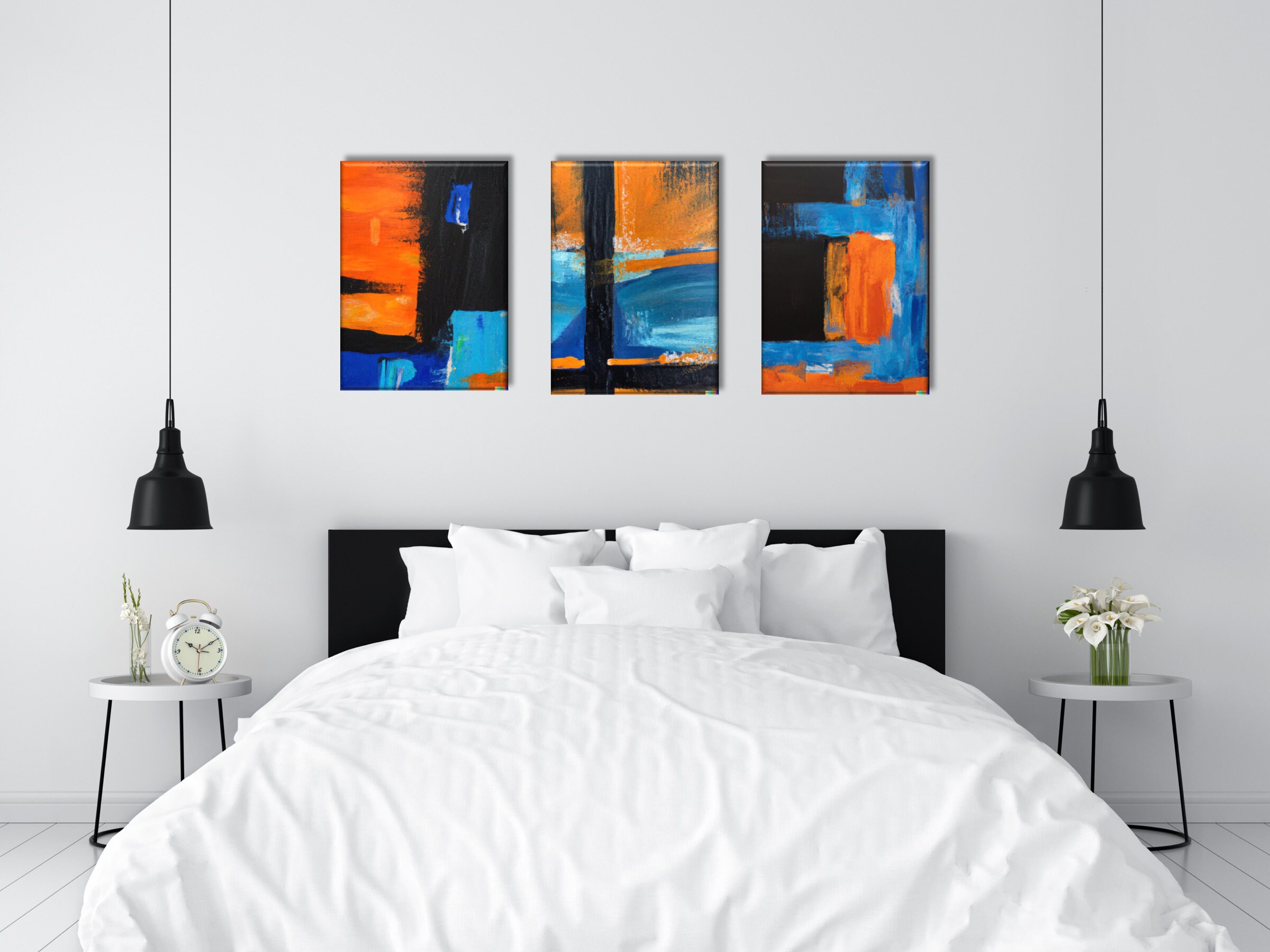 Blue Orange Abstract Oil Painting on Canvas Contemporary - Etsy