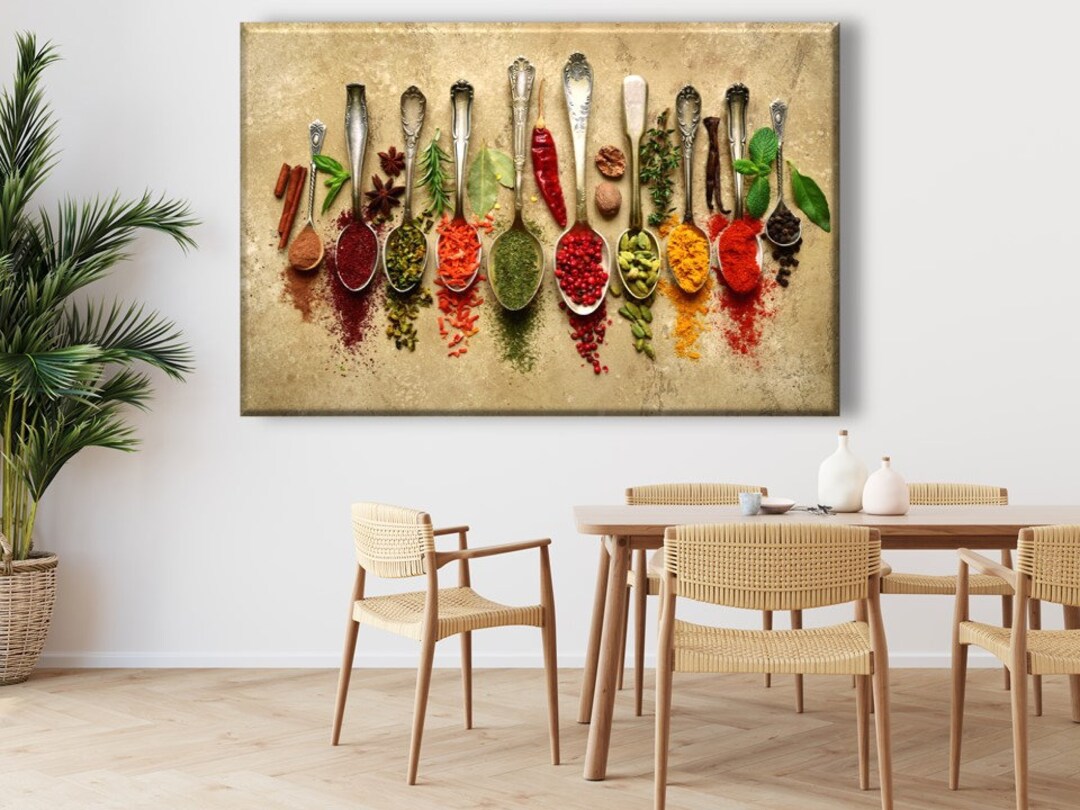 Natural Spices Artwork, Healthy Food and Spices Canvas Print, Kitchen ...