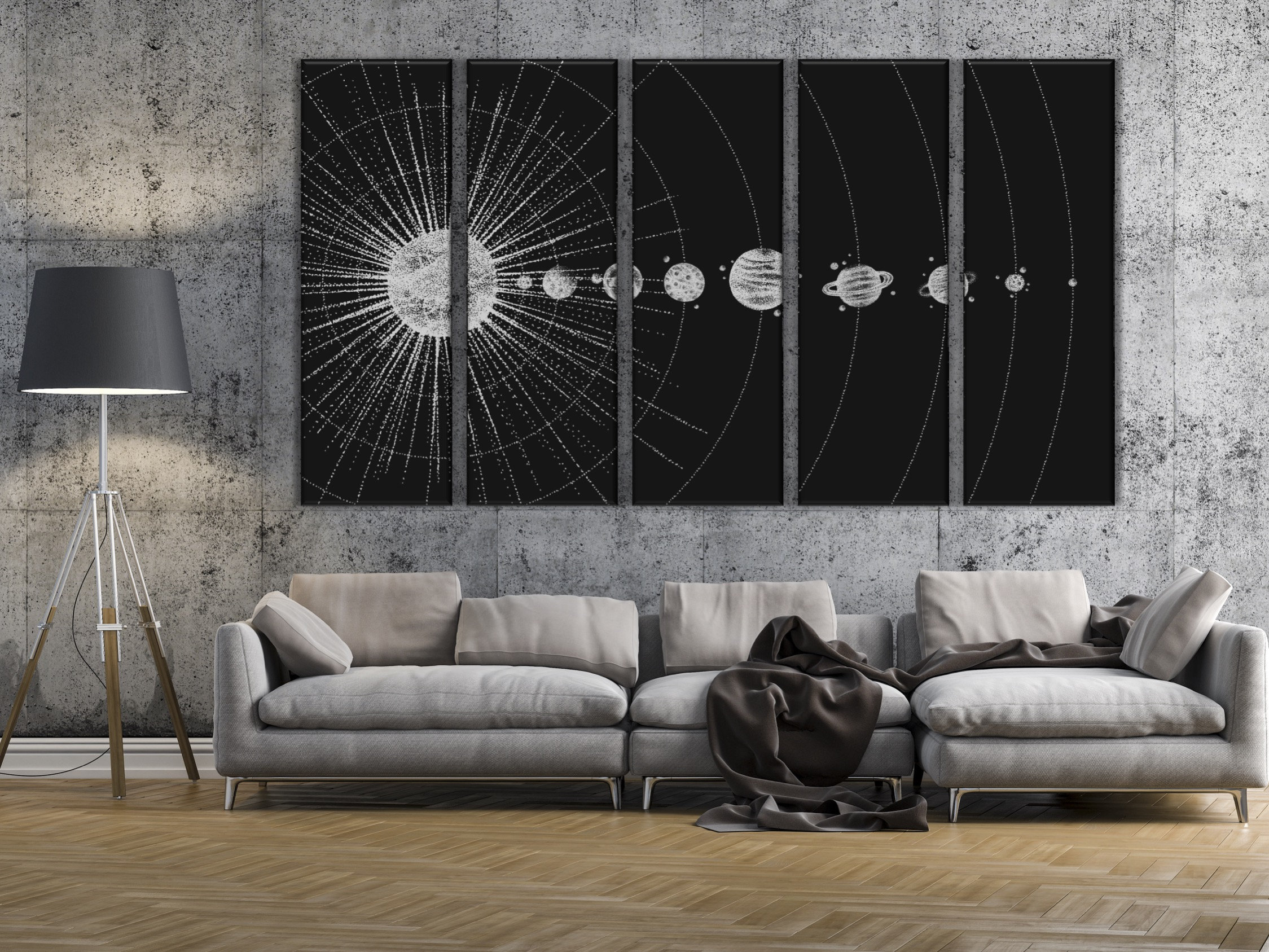 Solar System Art Black And White