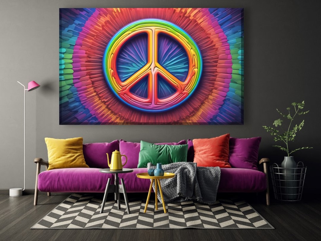 Abstract Peace Symbol Artwork, Colorful Peace Sign Poster, CND Symbol ...
