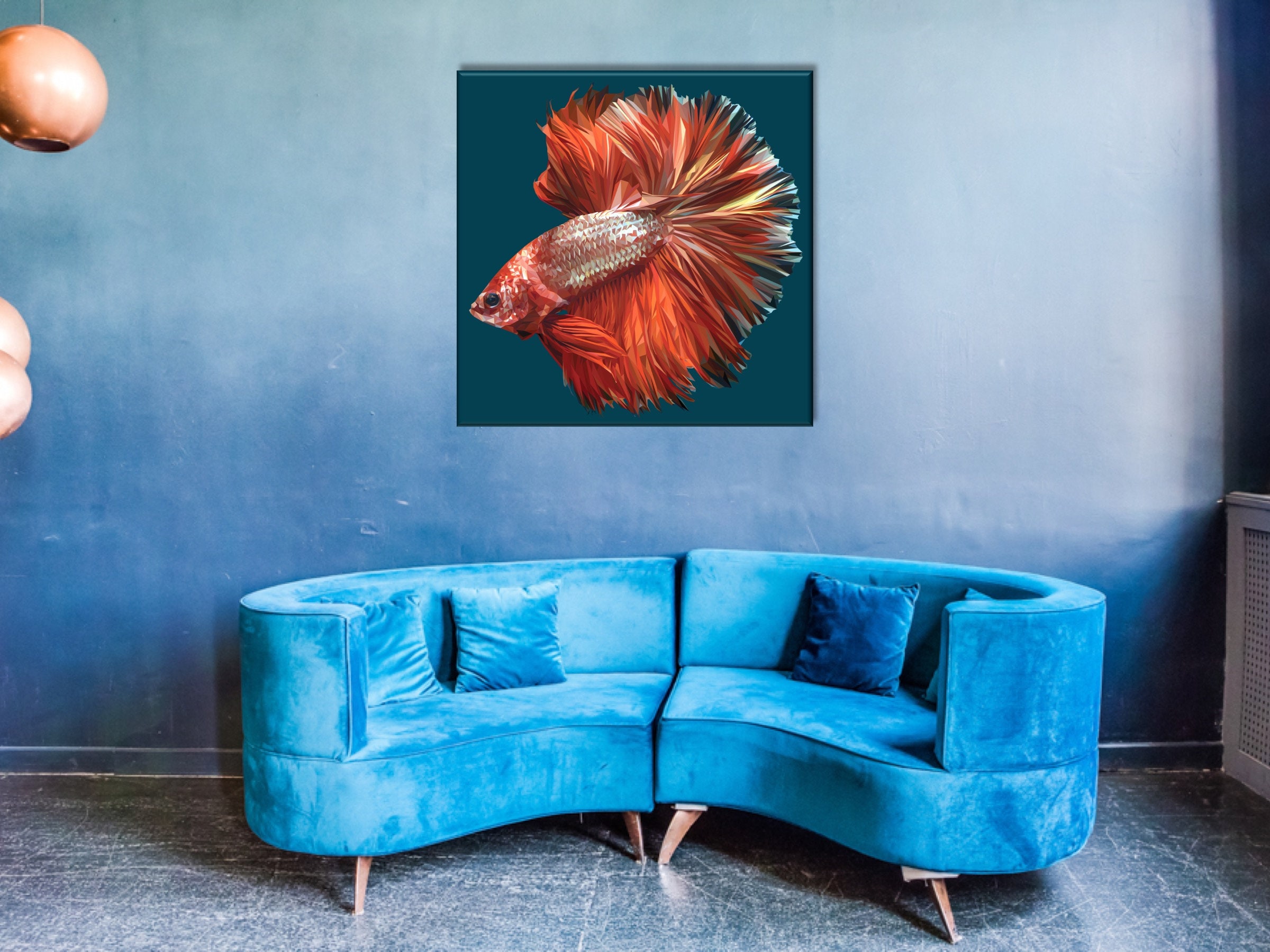 Betta Fish Wall Art Polygon Betta Fish Print Red Fish - Etsy UK