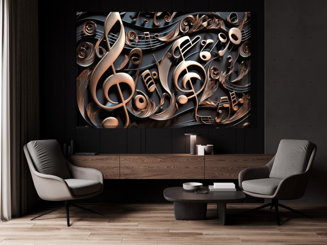 Music Lover Print Canvas, Notes Wall Art, Musical Studio Wall Decor ...
