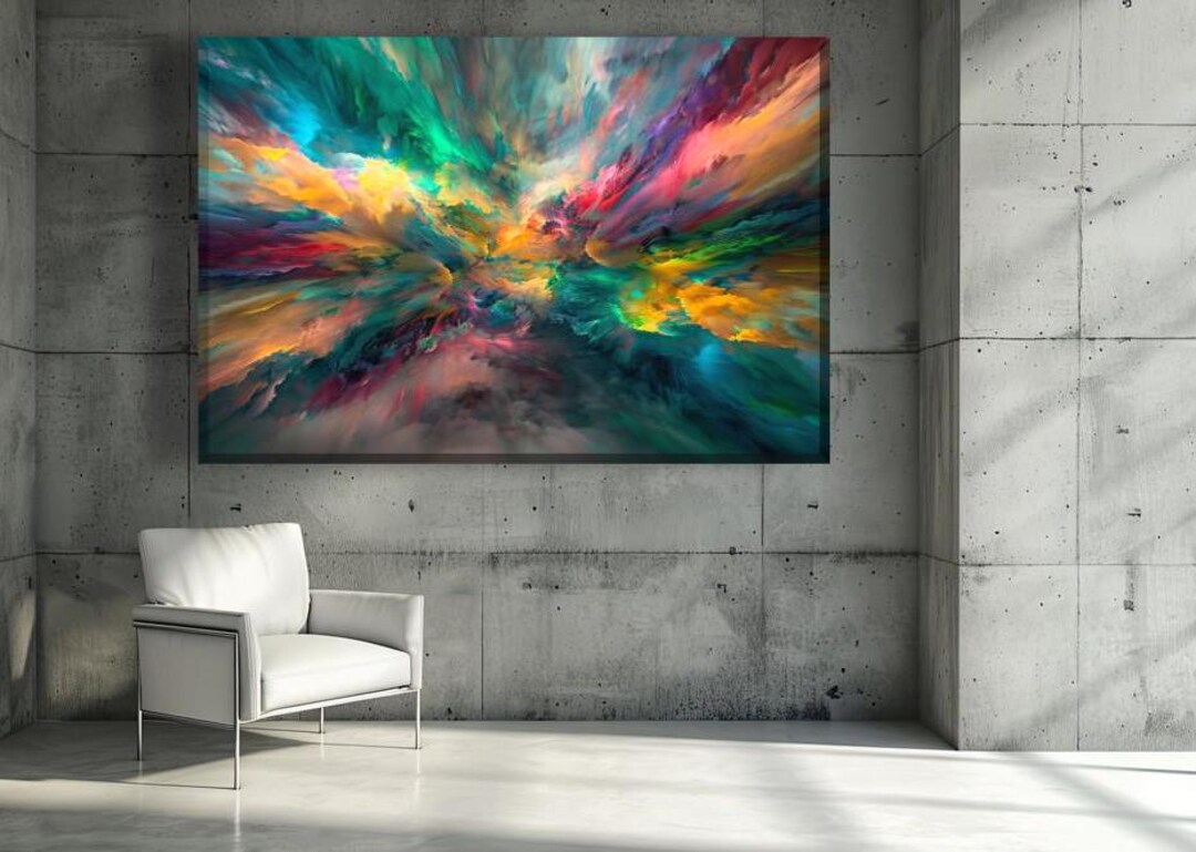 Abstract Mist Art Print on Canvas, Multicolor Dream Splash Artwork ...