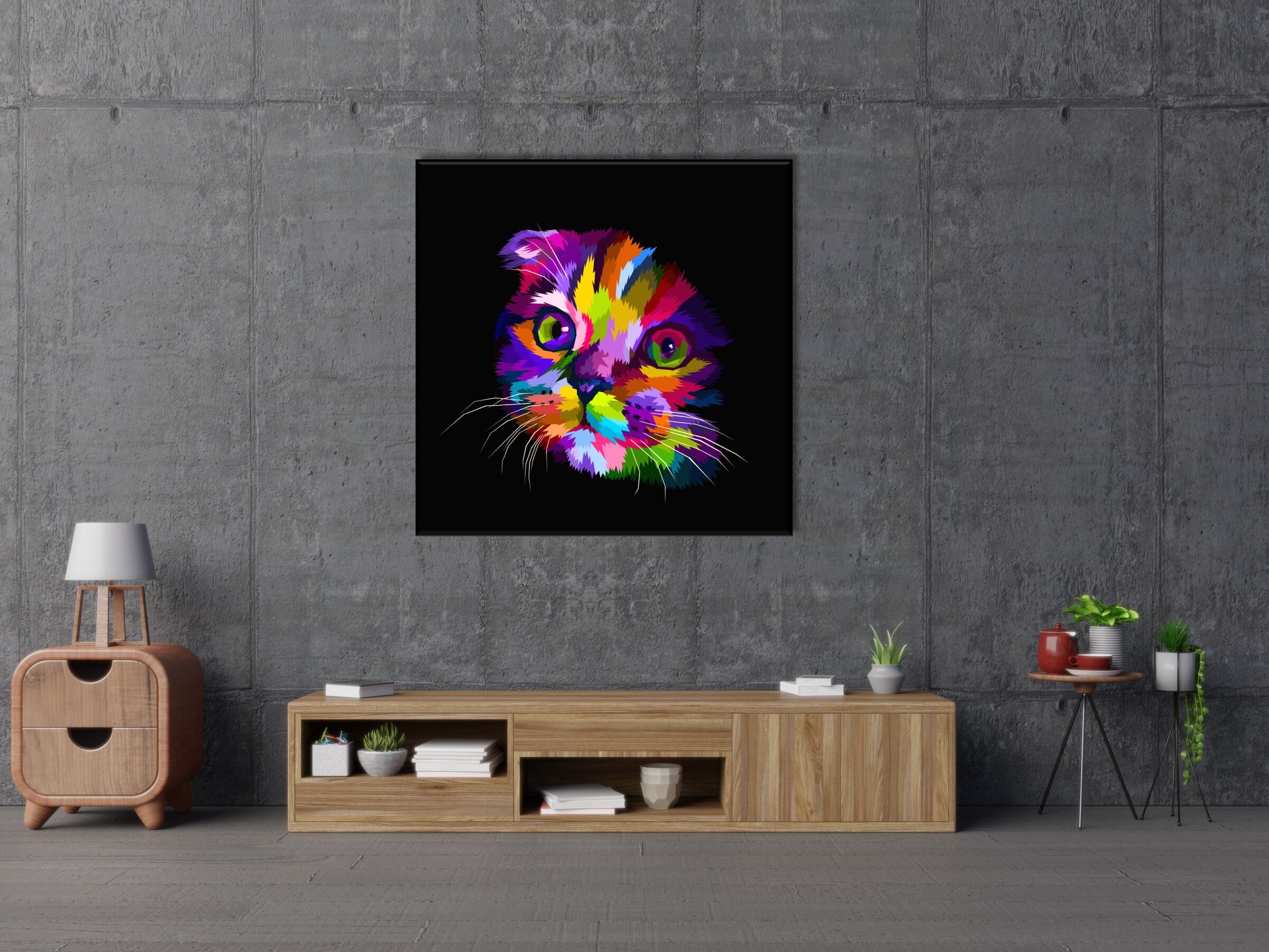Cat Art Print Cat Paintng Print Cat Modern Art Cat Lovers | Etsy
