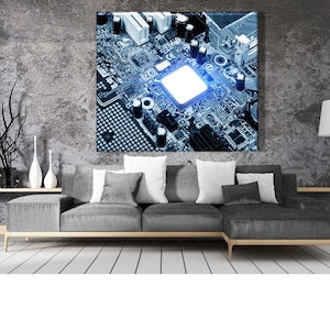 IT Office Wall Decor, Circuit Board Canvas, Motherboard Poster ...