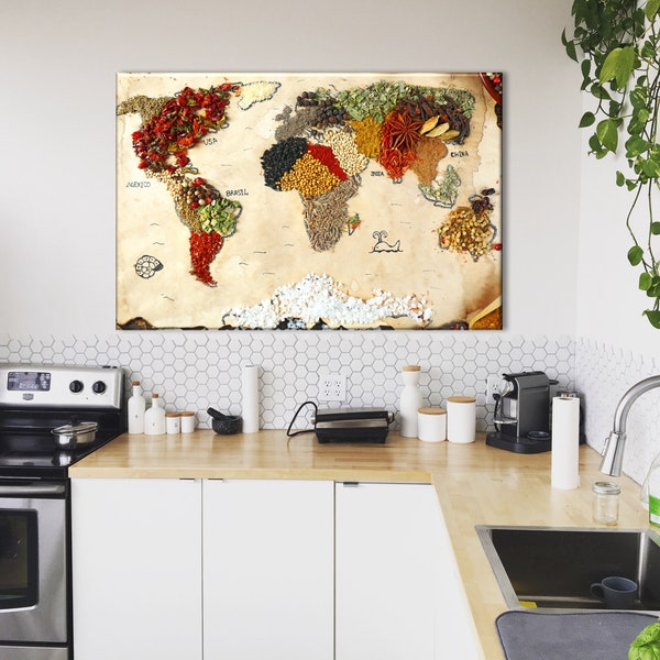 Spice World Map Wall Art - Etsy