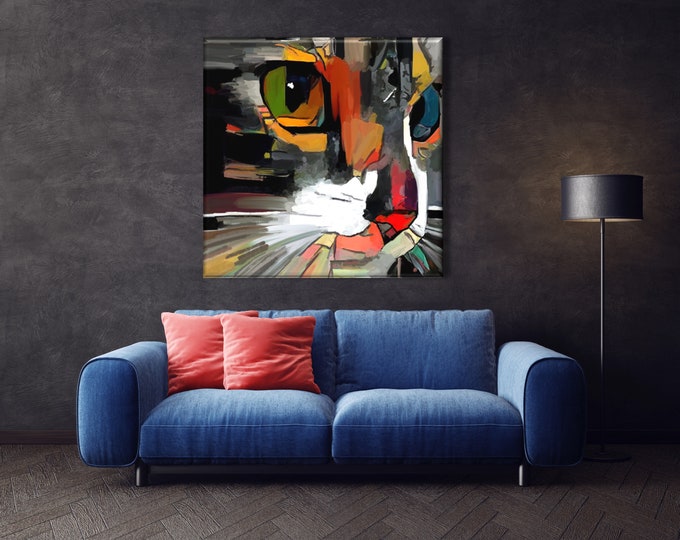 Cat Art Print Modern Art Cat Lovers Gift Cat Wall Art Cat | Etsy