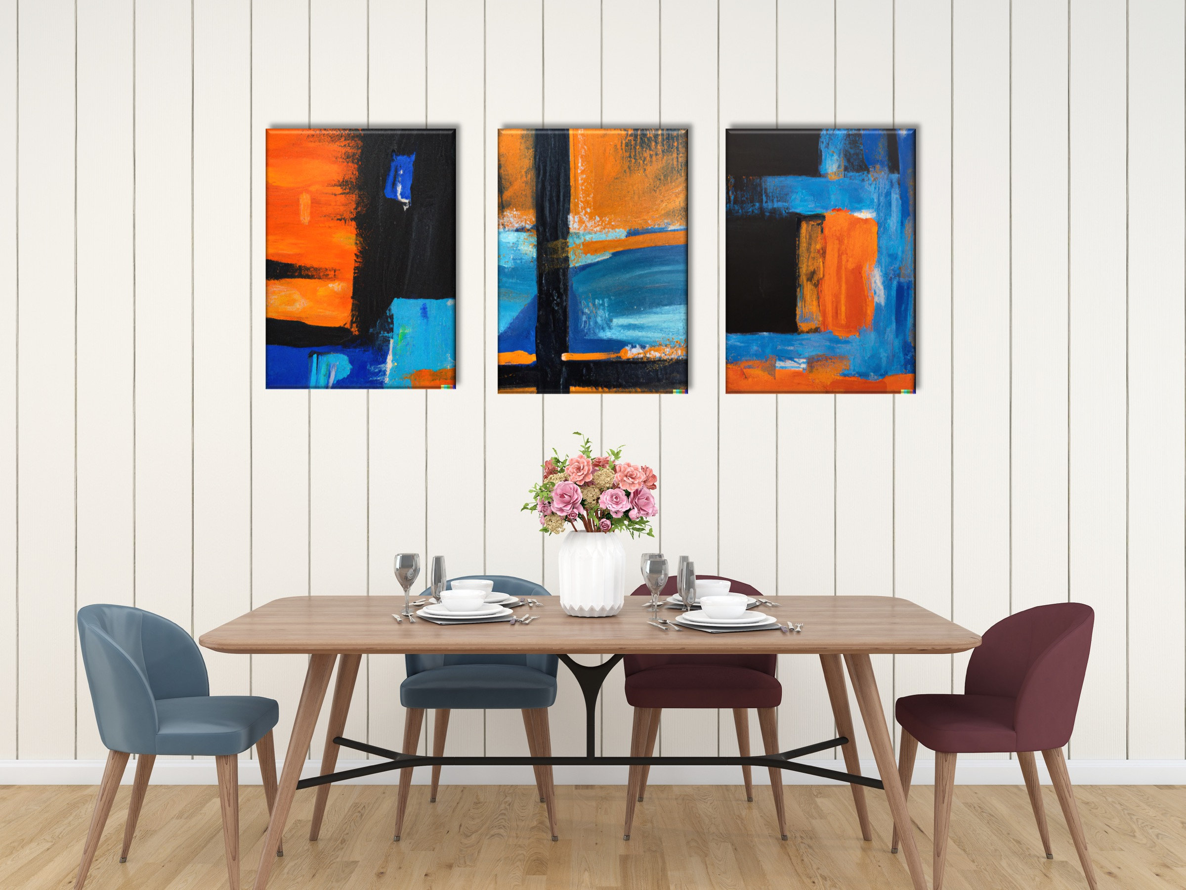 Blue Orange Abstract Oil Painting on Canvas Contemporary - Etsy
