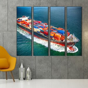 Container Ship Cargo Ship Canvas, Office Wall Decor, Nautical Wall Art ...