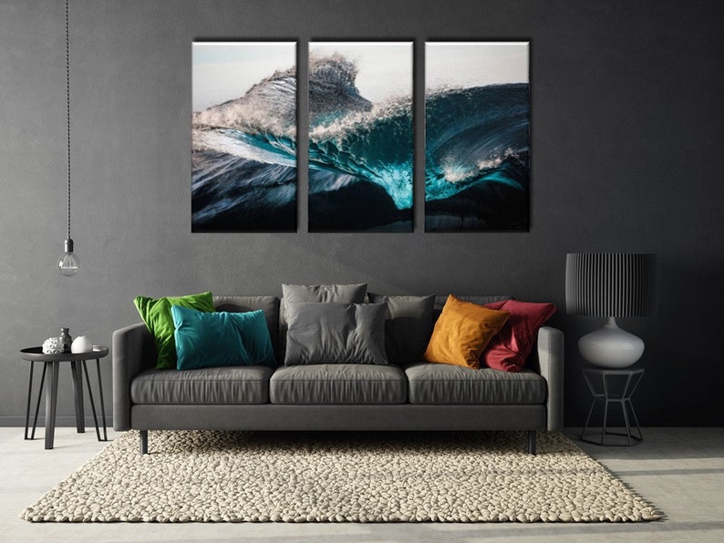 Ocean Wave Poster Emerald Waves Wall Art Free Blue Waves - Etsy
