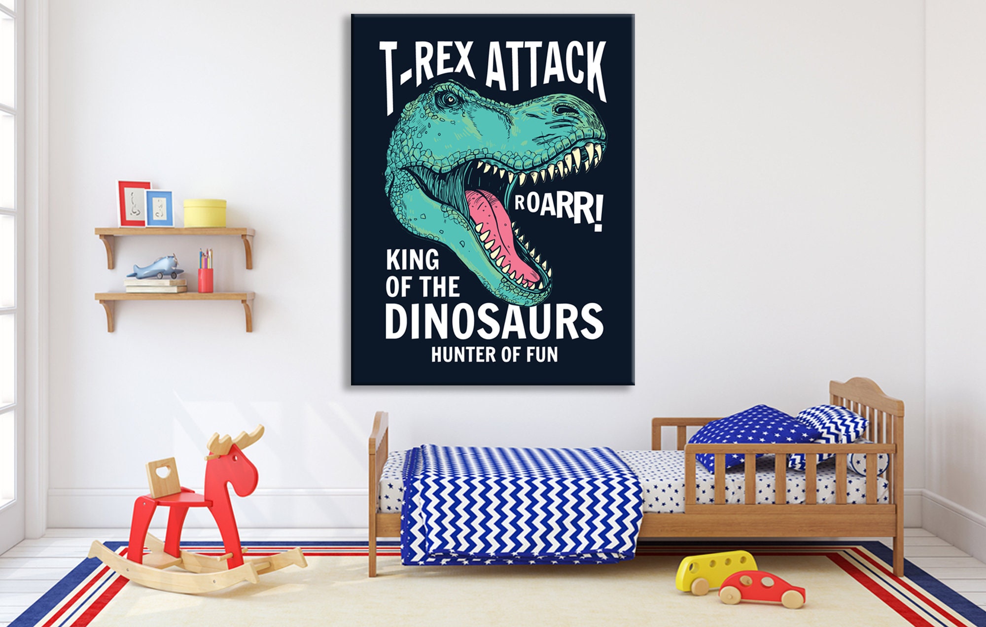 Dinosaur Print T-Rex Dinosaur Poster Dino Canvas Print | Etsy