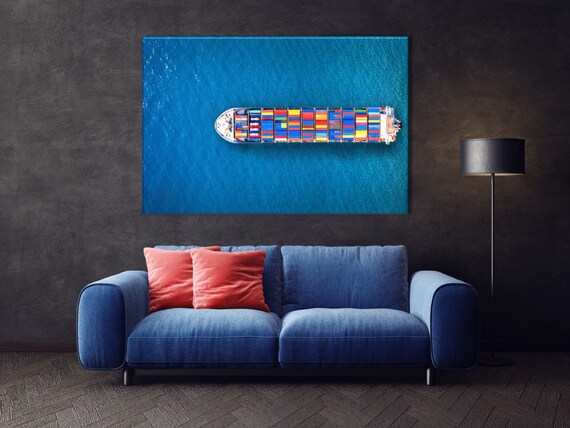 Container Ship Cargo Ship Canvas Nautical Wall Art Container | Etsy