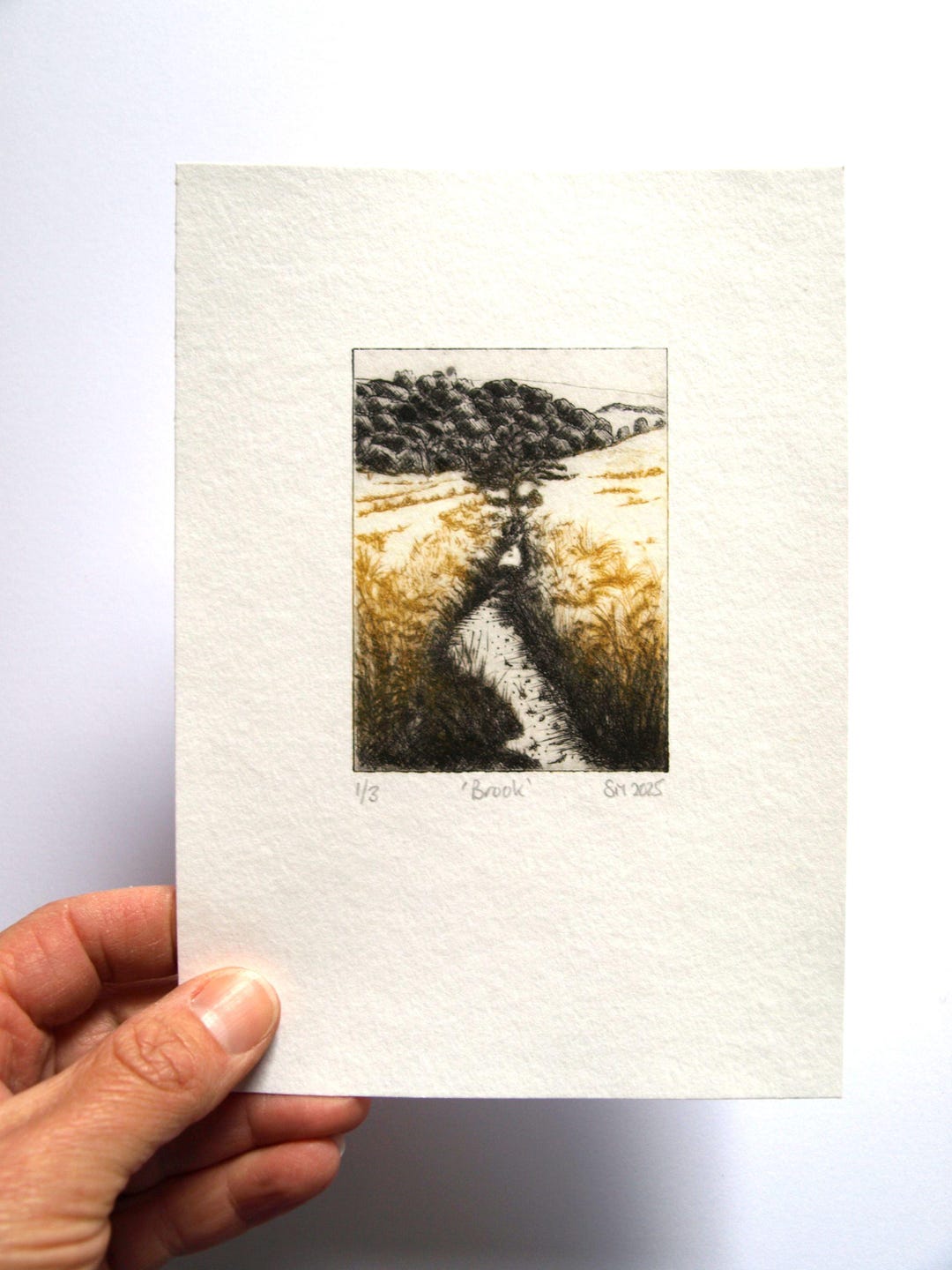 Drypoint Etching Landscape - Landscape Art Stream - Etsy