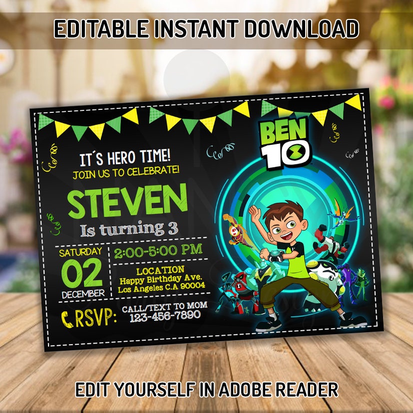 Ben 10 Party Invitations