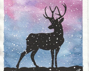 Deer in snow | Etsy
