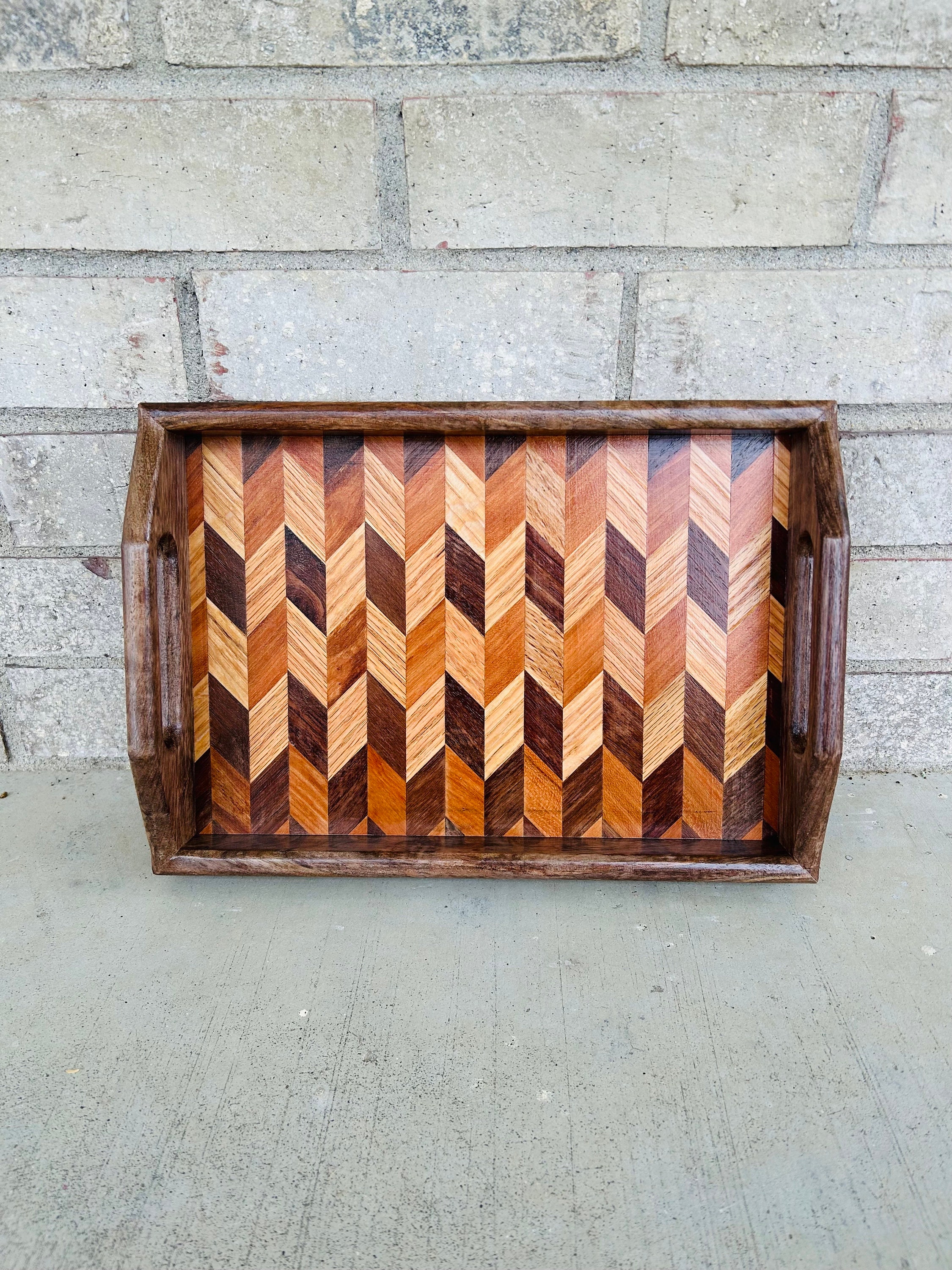 Walnut Serving Tray, Wooden Serving Tray, Coffee/tea Tray, Bar/cocktail Serving Tray Vertical ...