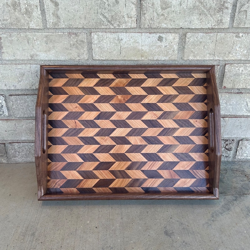 Wood Chevron Serving Tray - Etsy
