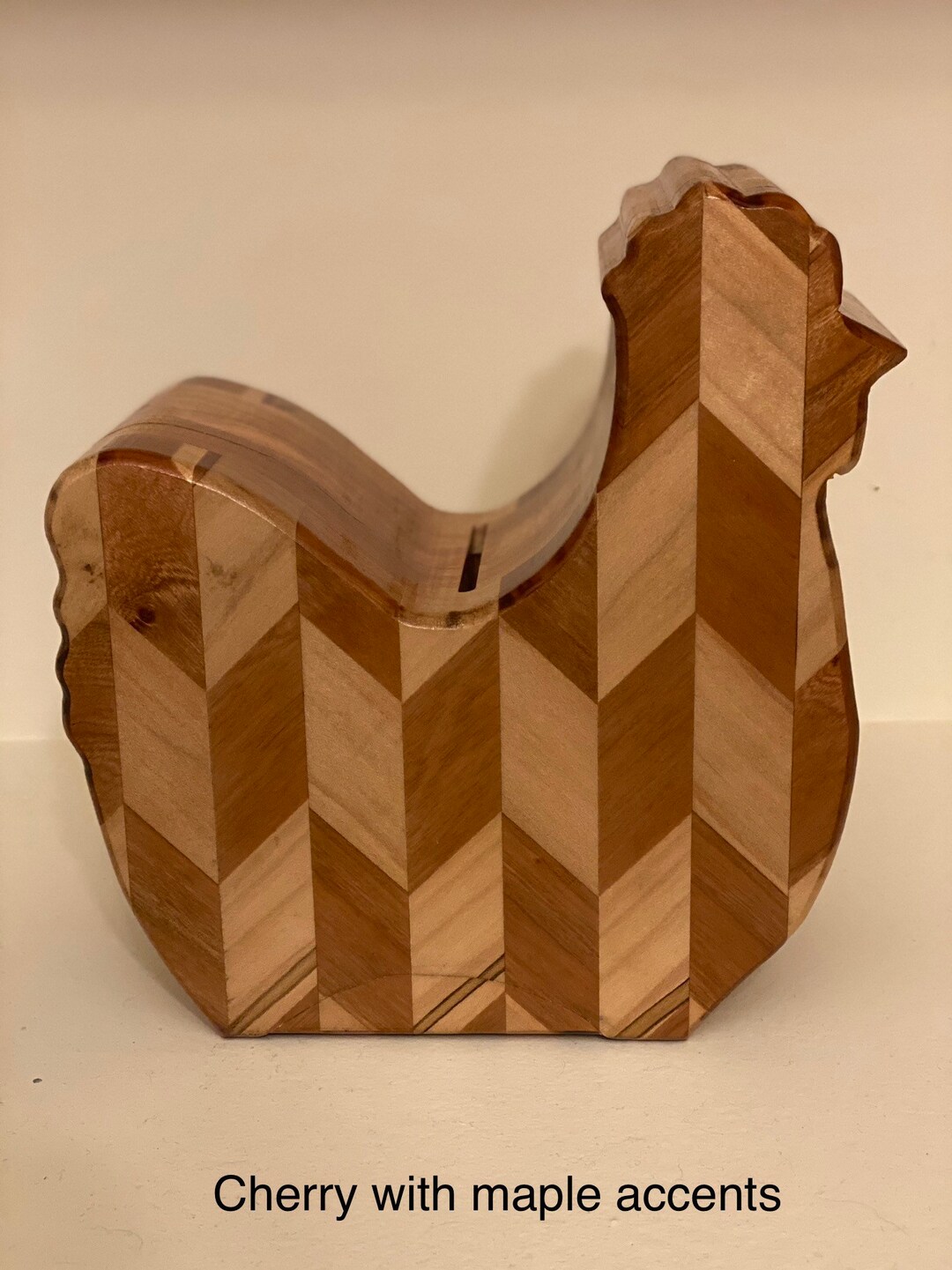 Cherry With Maple Wooden Chicken Bank, Wooden Piggy Bank, Coin Bank ...