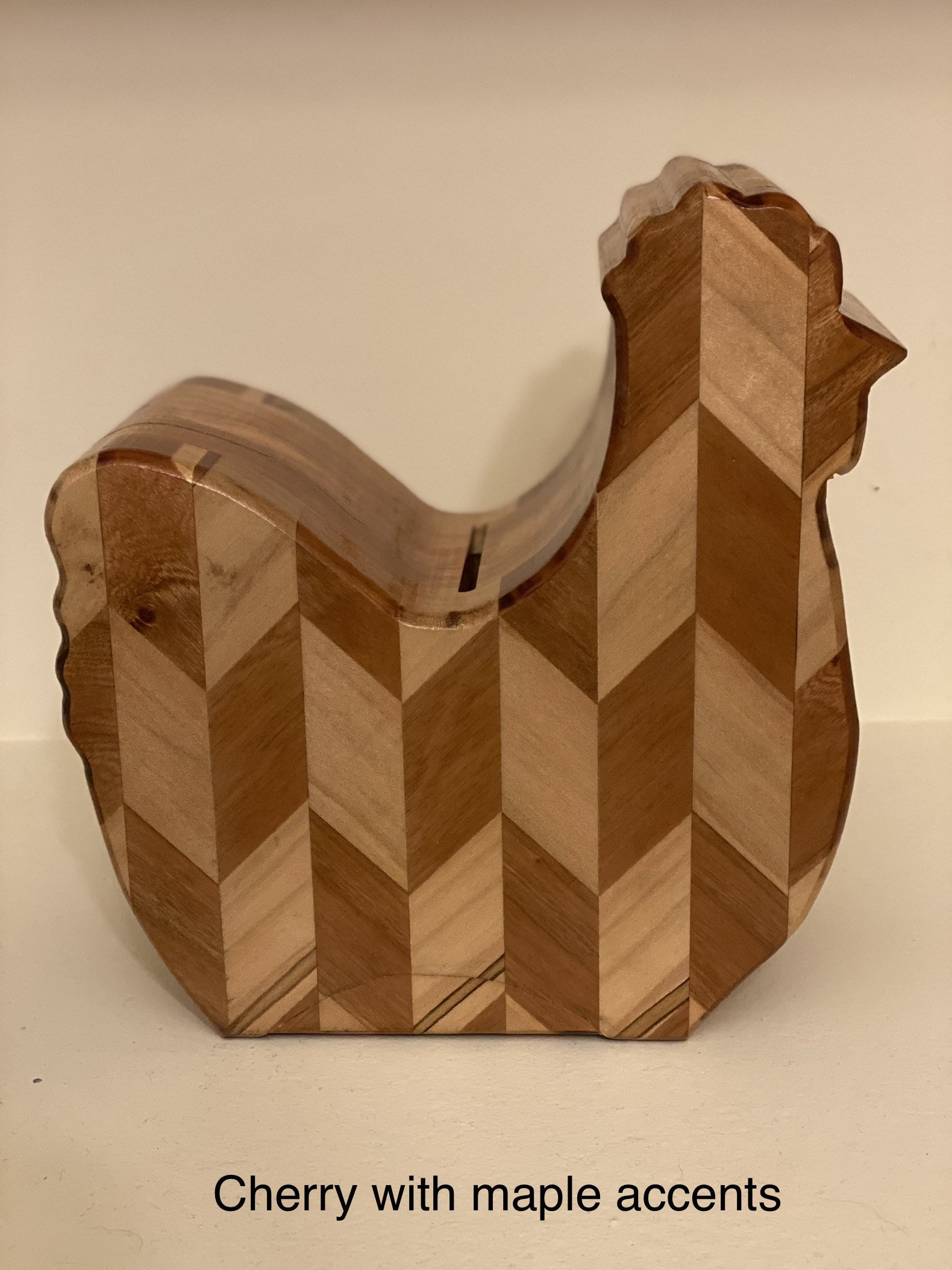 Cherry With Maple Wooden Chicken Bank, Wooden Piggy Bank, Coin Bank ...