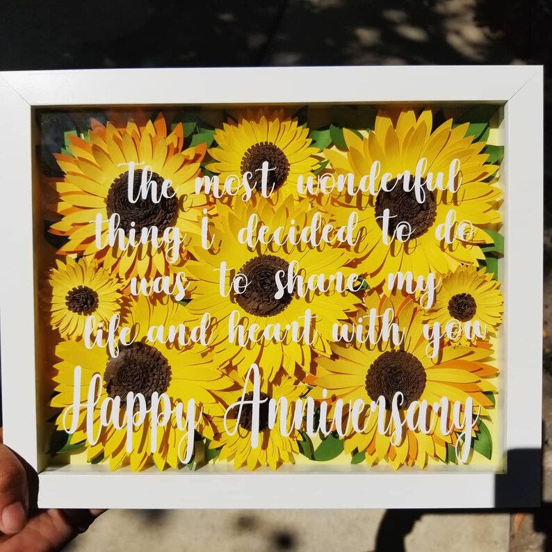 Sunflower Shadow Box Sunflower Paper Art Forever Flowers - Etsy