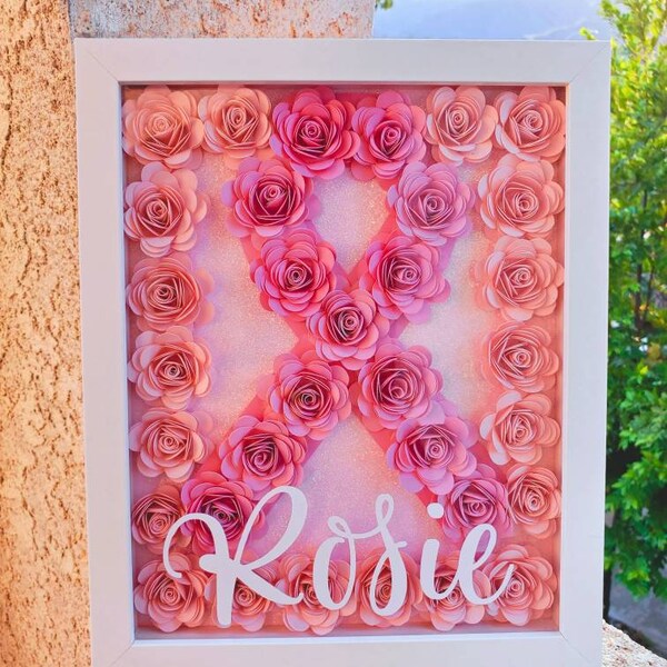 Cancer Ribbon Shadow Box - Etsy