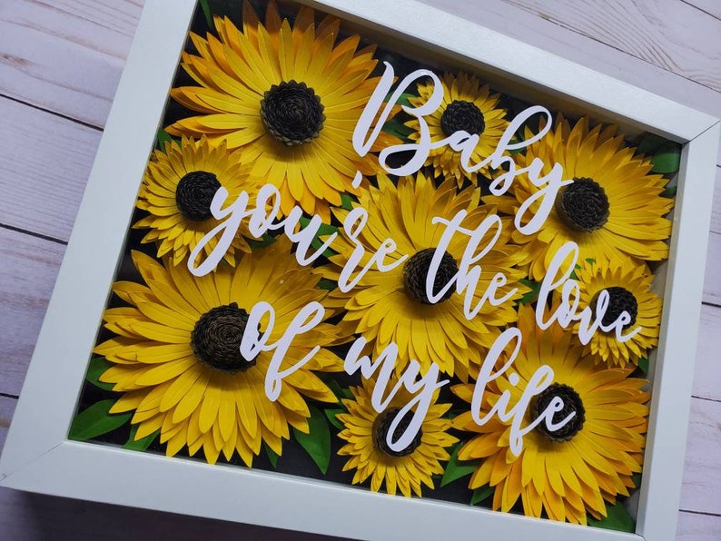 Sunflower Shadow Box Sunflower Paper Art Forever Flowers - Etsy