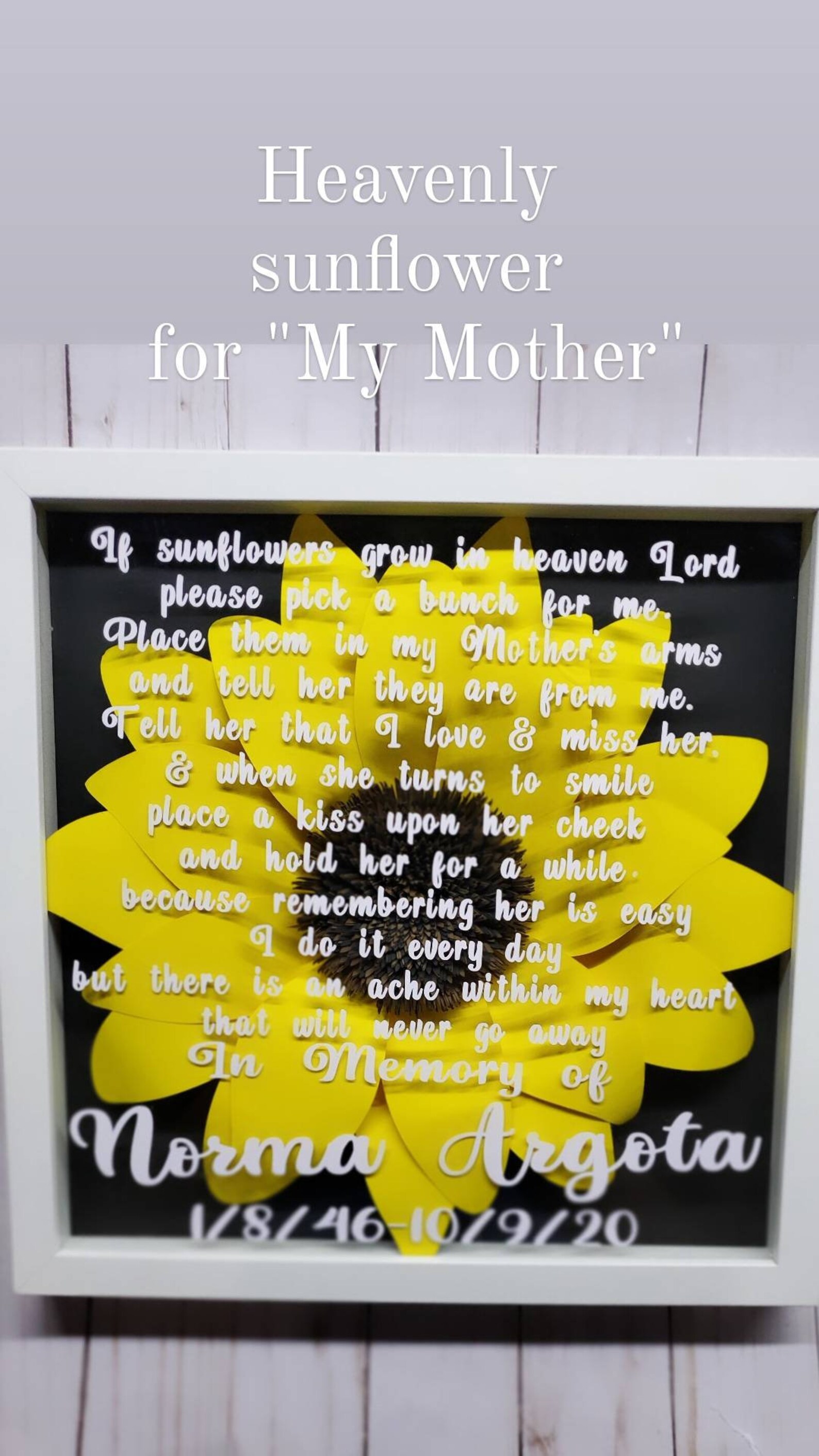 Sunflowers for Heavenly Daughter Sunflower Shadow Box in - Etsy