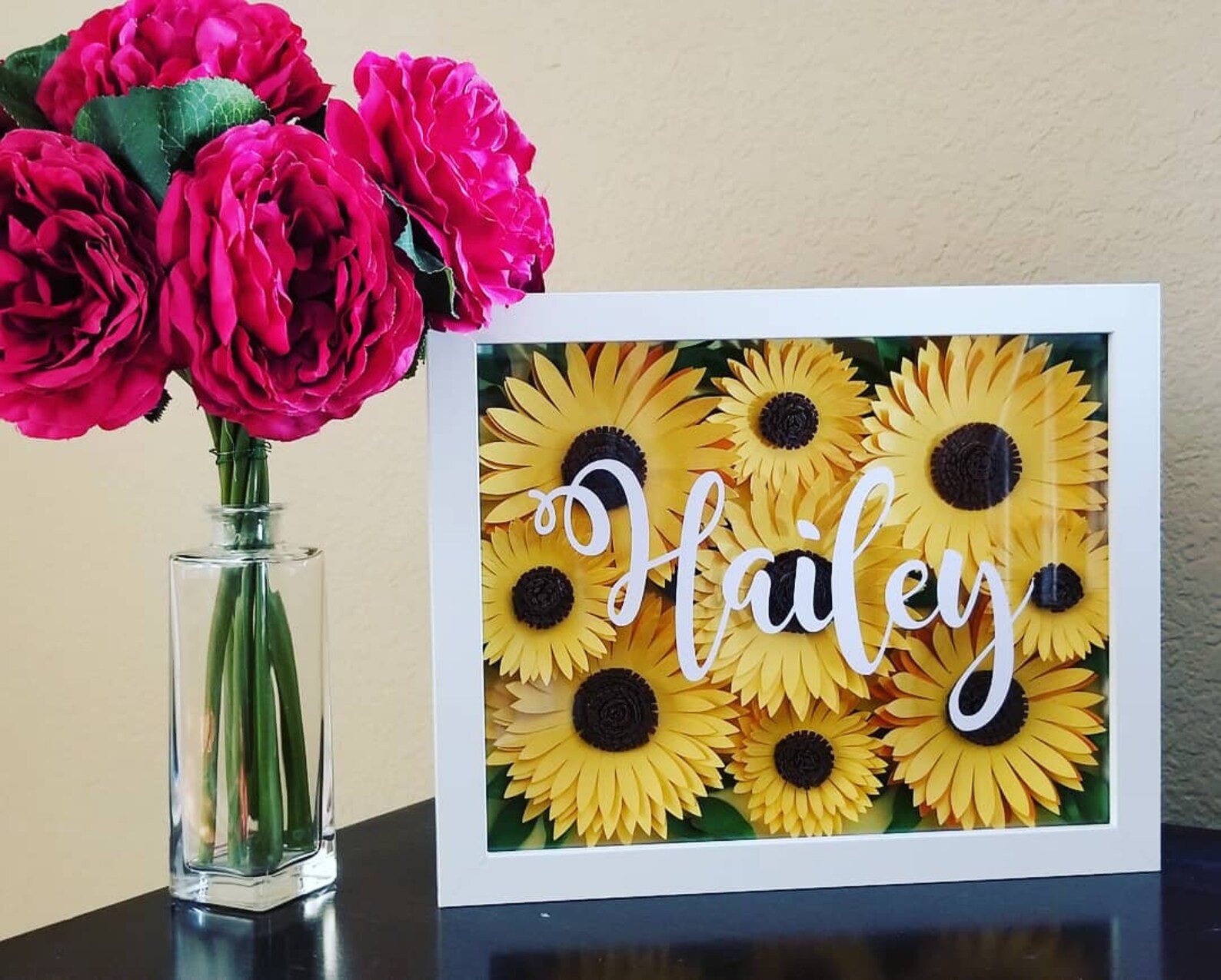 Sunflower shadow box Sunflower paper art forever flowers | Etsy