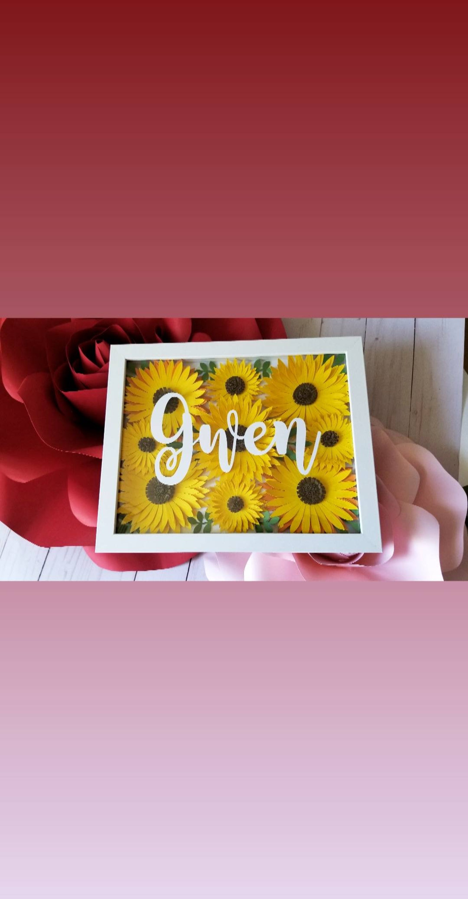 Sunflower shadow box Sunflower paper art forever flowers | Etsy